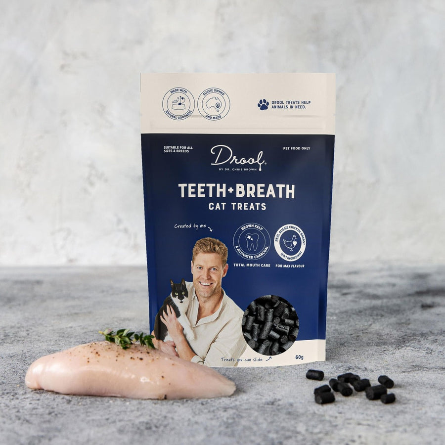 Drool By Dr Chris Brown Teeth and Breath Cat Treat 60g – Muddy Paw Shop